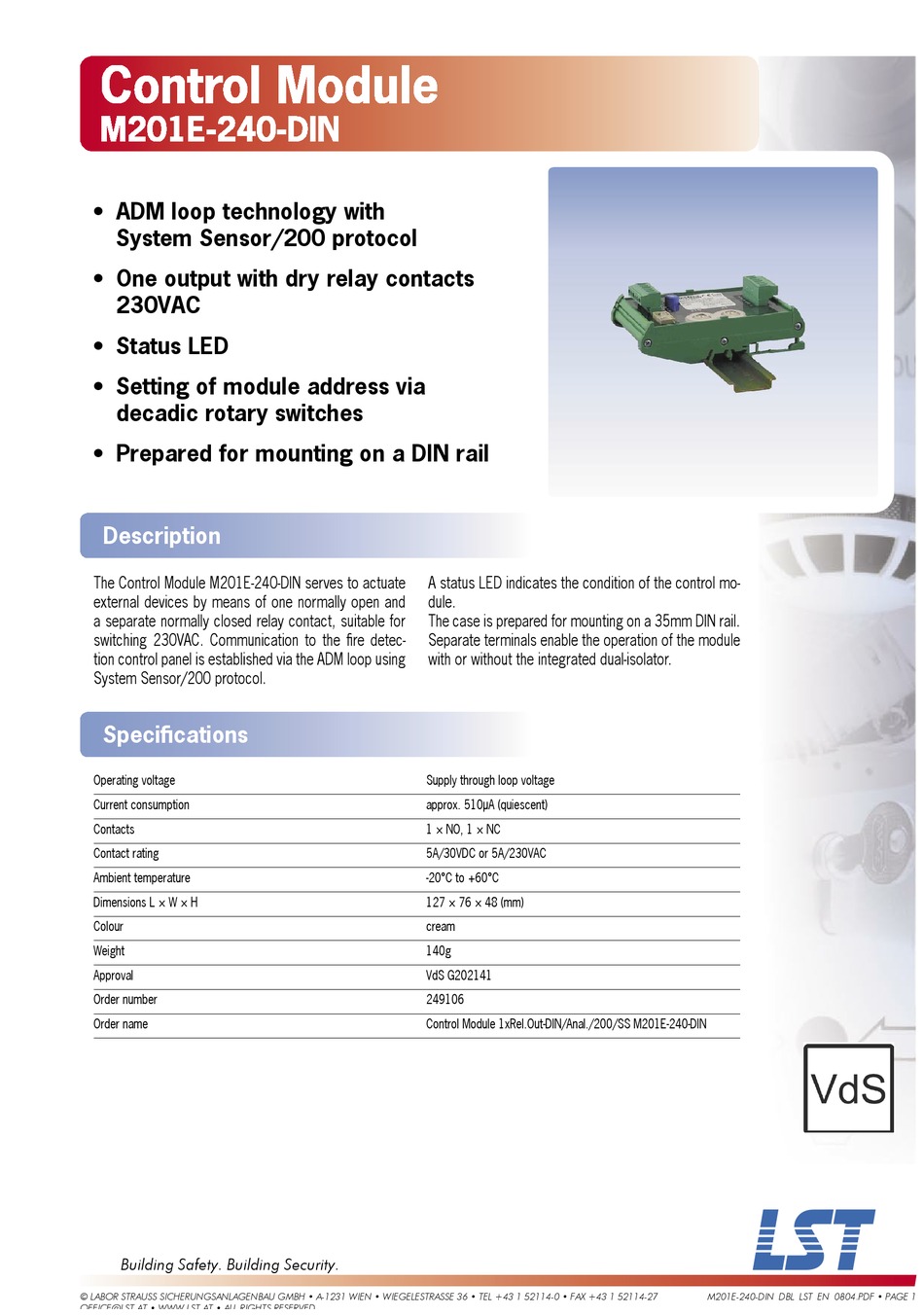 LST M201E-240-DIN SPECIFICATION SHEET Pdf Download | ManualsLib
