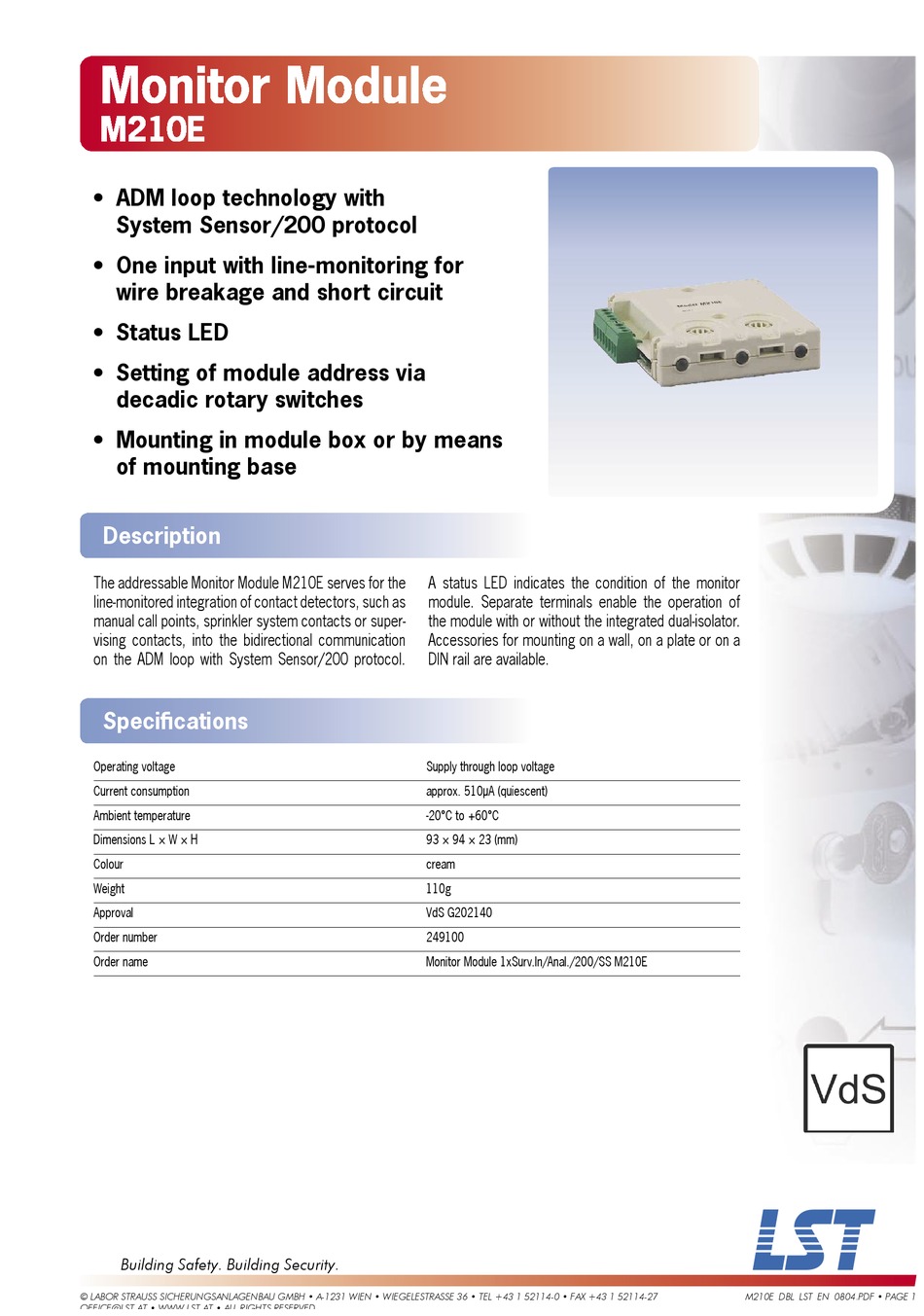 LST M210E SPECIFICATION SHEET Pdf Download | ManualsLib