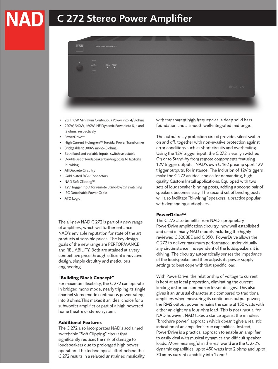 NAD C 272 SPECIFICATION SHEET Pdf Download ManualsLib NAD C 272 SPECIFICATION SHEET Pdf Download ManualsLib