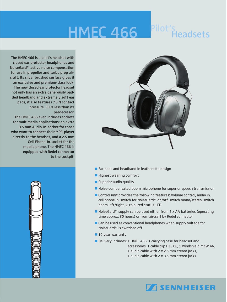 SENNHEISER HMEC 466 SPECIFICATION SHEET Pdf Download | ManualsLib