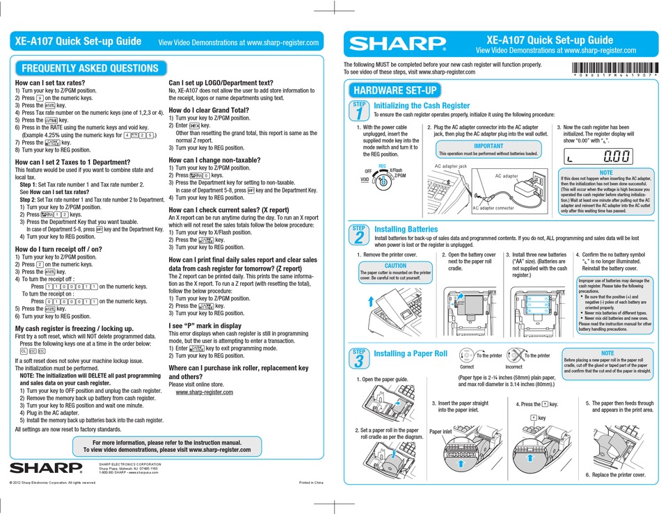 Sharp Xe A307 User Manual