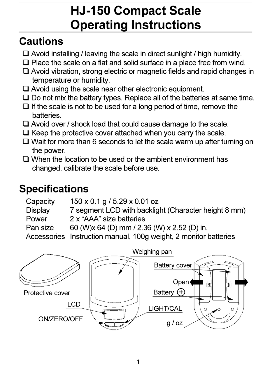 A&D HJ-150 OPERATING INSTRUCTIONS Pdf Download | ManualsLib