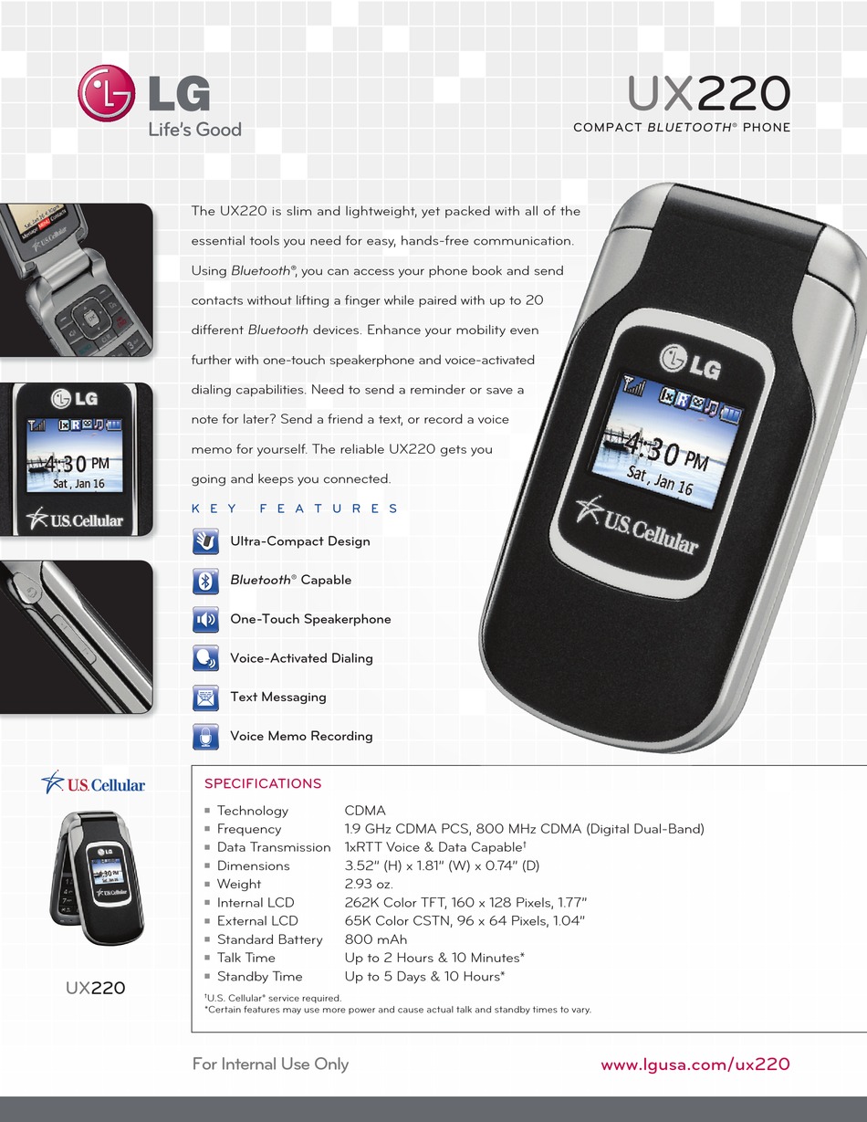 LG UX220 DATASHEET Pdf Download | ManualsLib