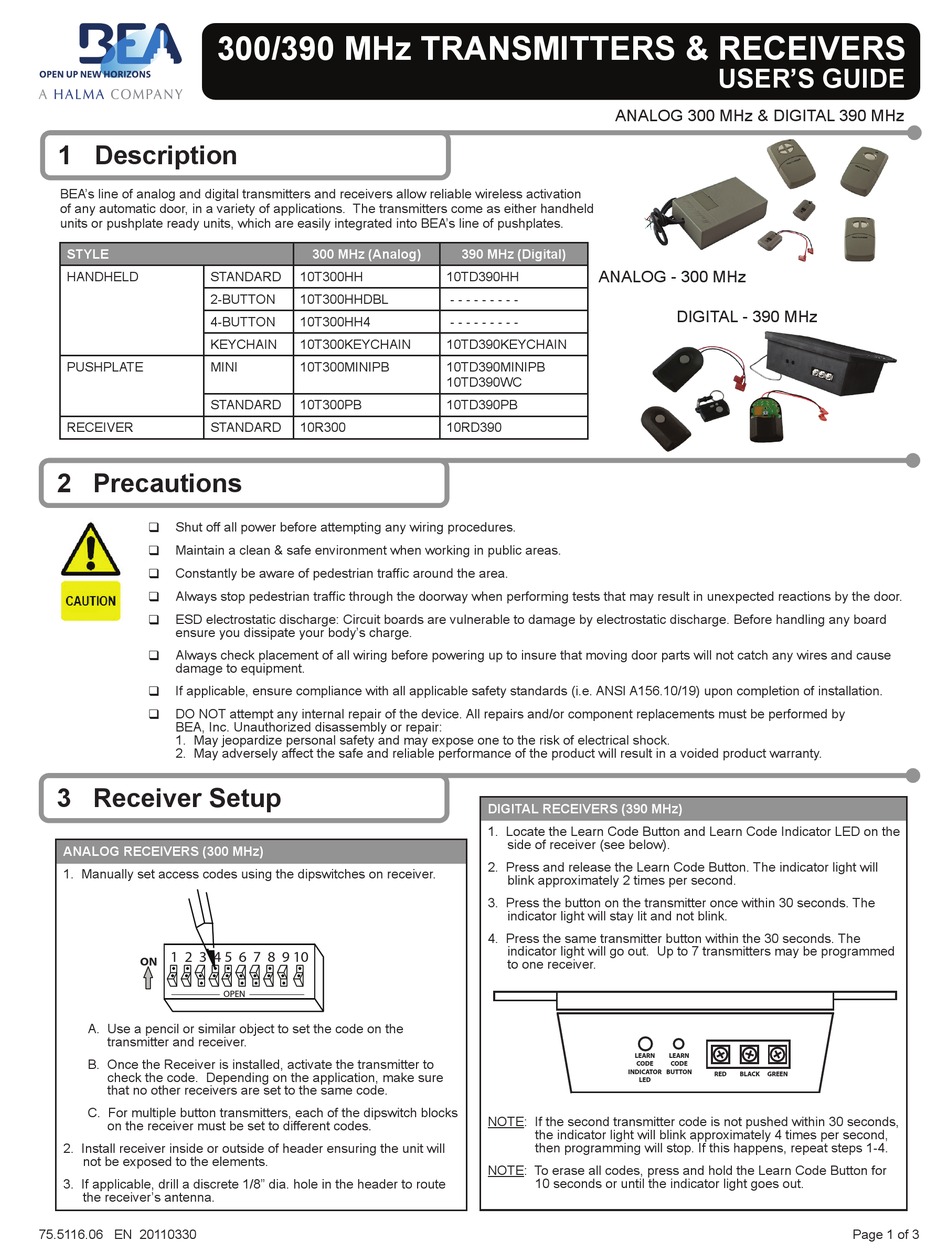 BEA ANALOG USER MANUAL Pdf Download | ManualsLib