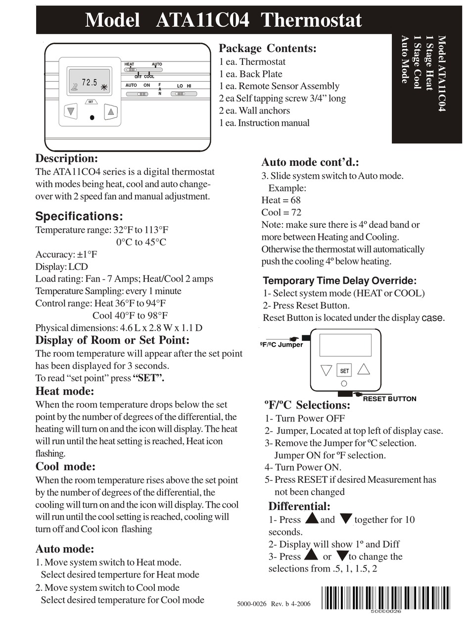 CLIMATMASTER ATA11C04 QUICK MANUAL PROGRAMMING Pdf Download | ManualsLib