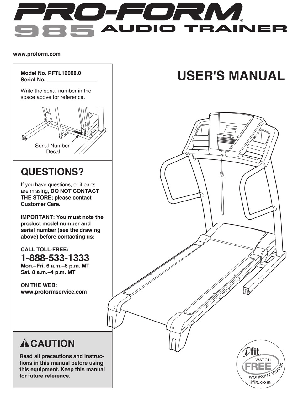 PRO FORM 985 USER MANUAL Pdf Download ManualsLib PRO FORM 985 USER MANUAL Pdf Download ManualsLib