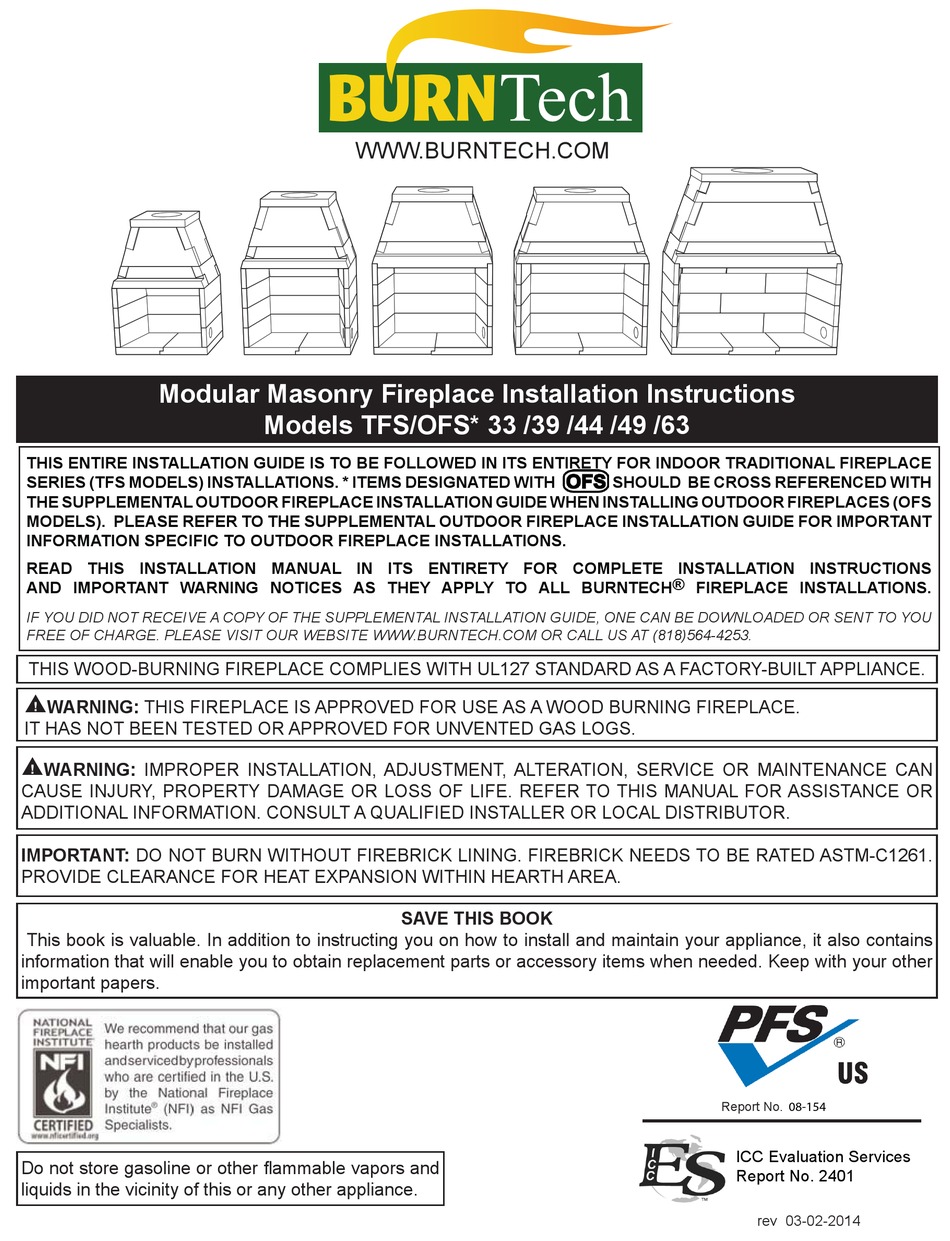 BURNTECH TFS 33 INSTALLATION INSTRUCTIONS MANUAL Pdf Download | ManualsLib