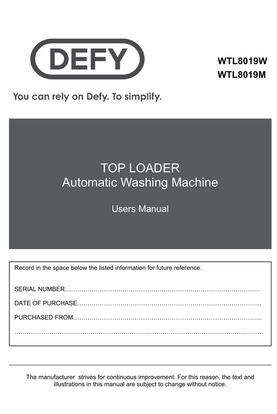 DEFY WTL8019W USER MANUAL Pdf Download ManualsLib DEFY WTL8019W USER MANUAL Pdf Download ManualsLib