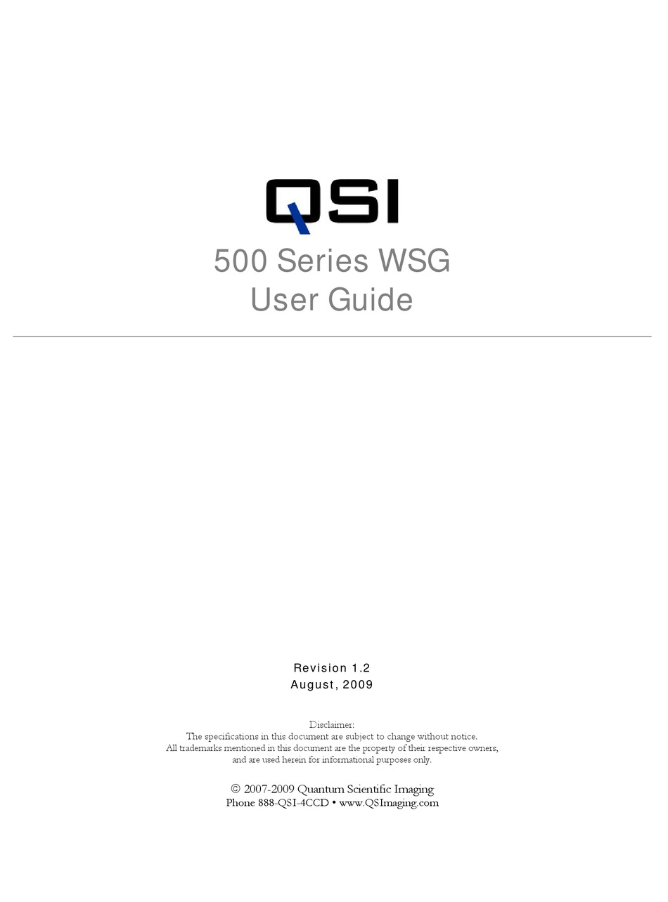 QSI WSG 500 SERIES USER MANUAL Pdf Download | ManualsLib