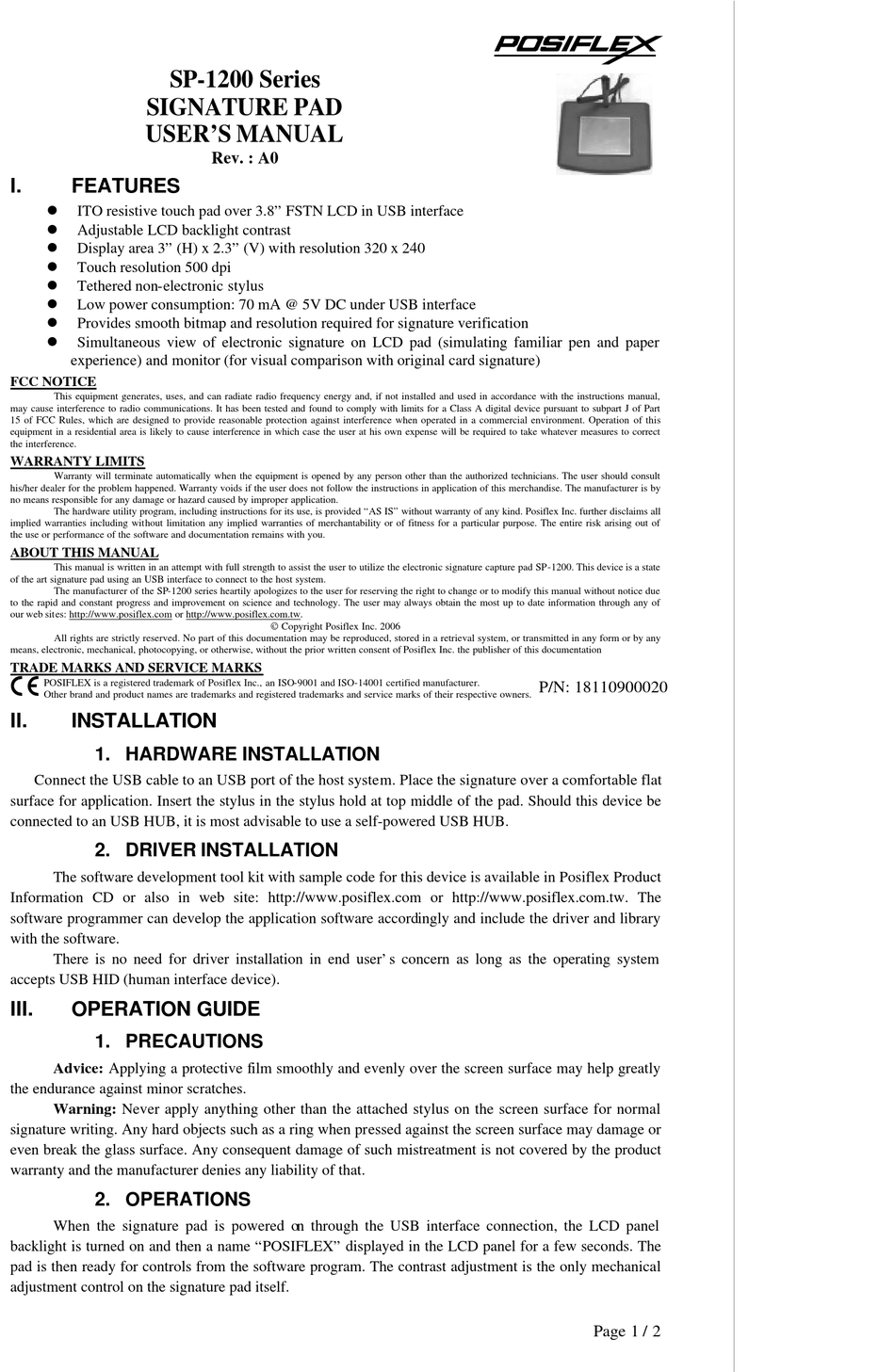 POSIFLEX SP-1200 SERIES USER MANUAL Pdf Download | ManualsLib