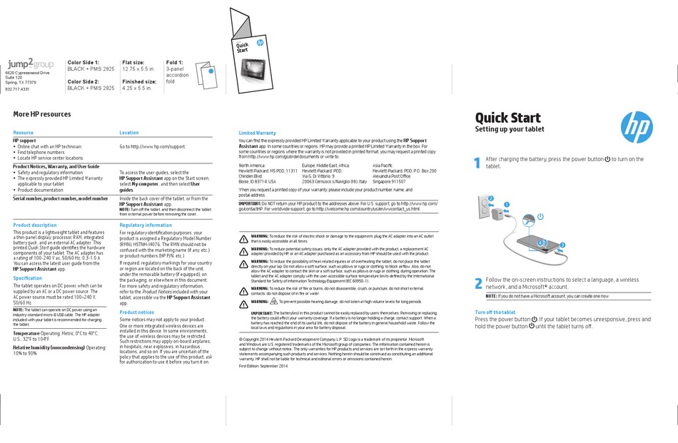 HP TABLET QUICK START MANUAL Pdf Download | ManualsLib