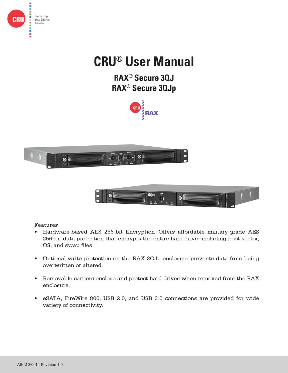 CRU RAX RAX SECURE 3QJ USER MANUAL Pdf Download | ManualsLib