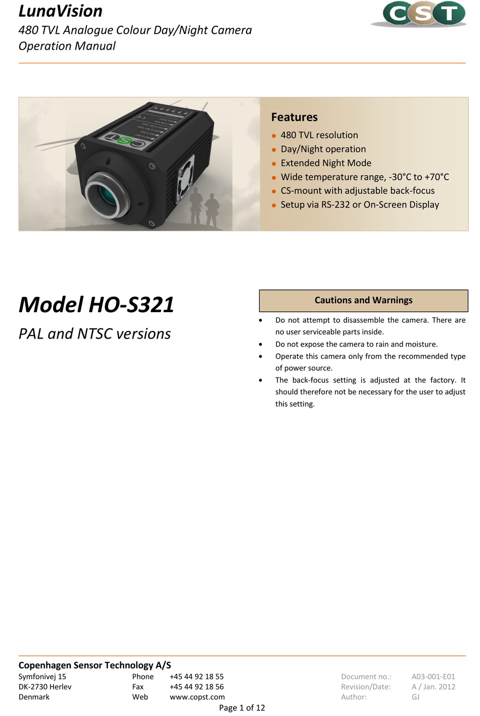 CST LUNAVISION HO-S321 OPERATION MANUAL Pdf Download | ManualsLib