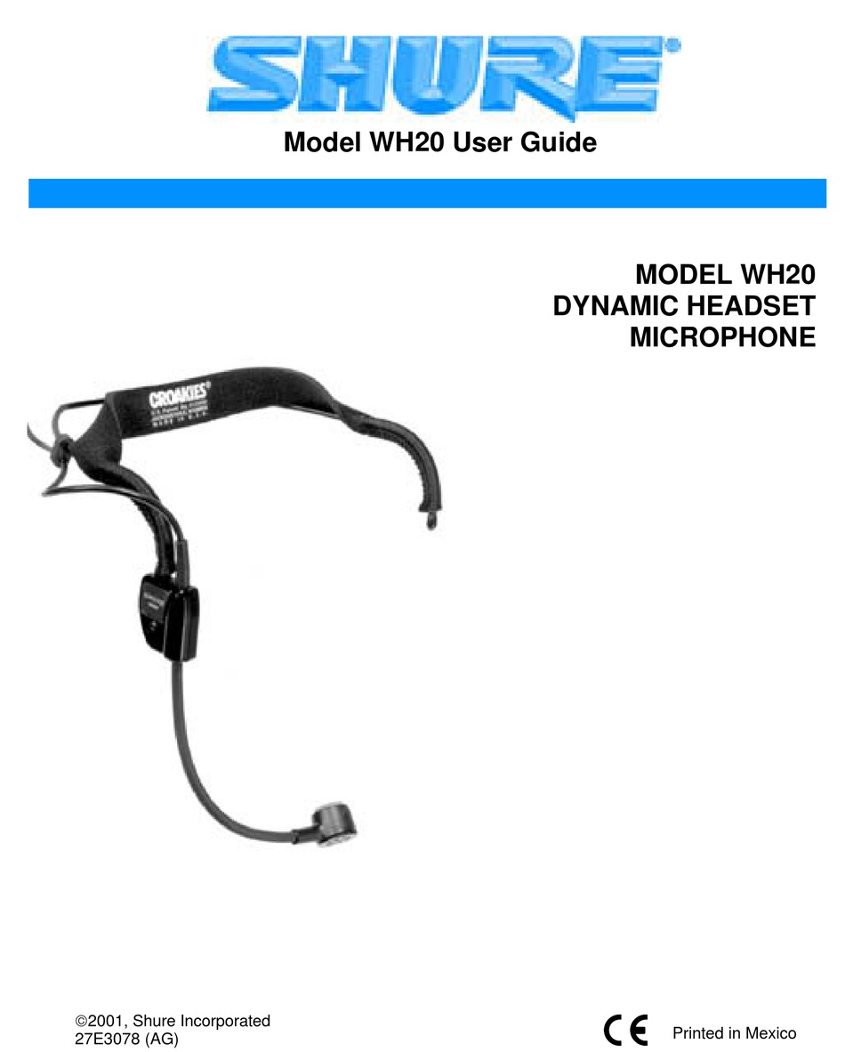 SHURE WH20 USER MANUAL Pdf Download | ManualsLib