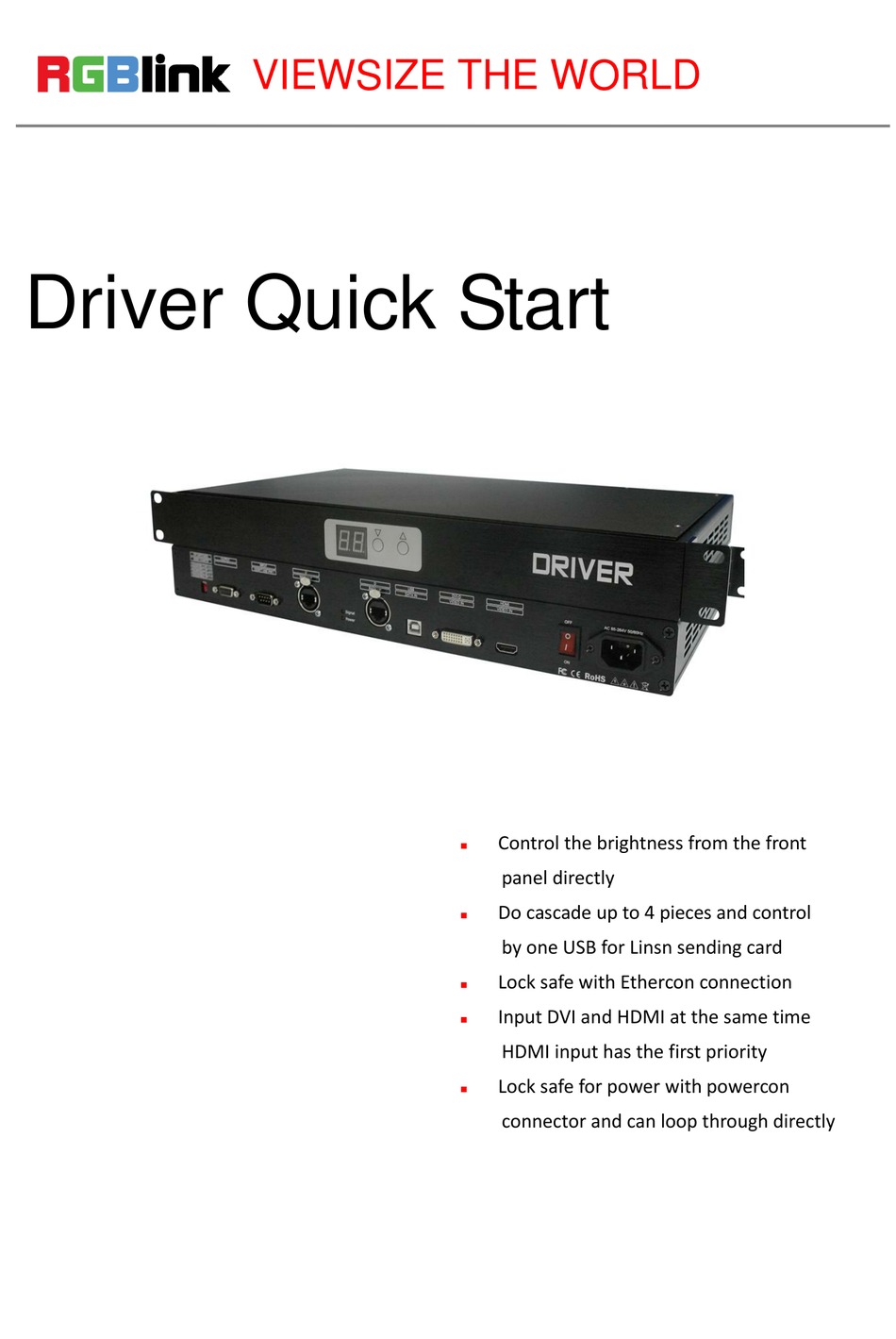 RGBLINK DRIVER QUICK MANUAL Pdf Download | ManualsLib