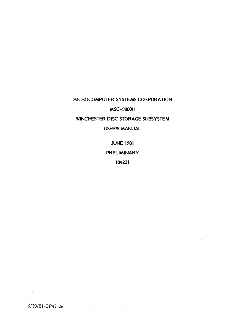 MSC -9800H USER MANUAL Pdf Download | ManualsLib