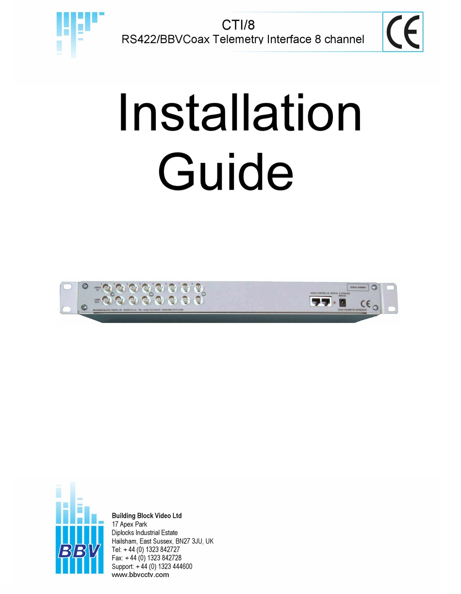 BBV CTI/8 INSTALLATION MANUAL Pdf Download | ManualsLib