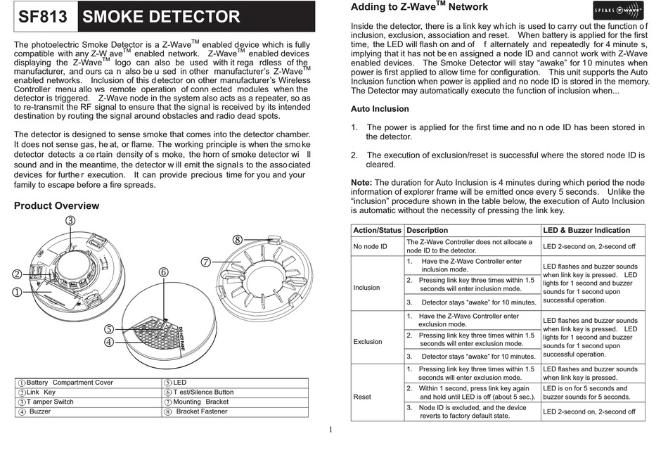 Z-WAVE SF813 MANUAL Pdf Download | ManualsLib