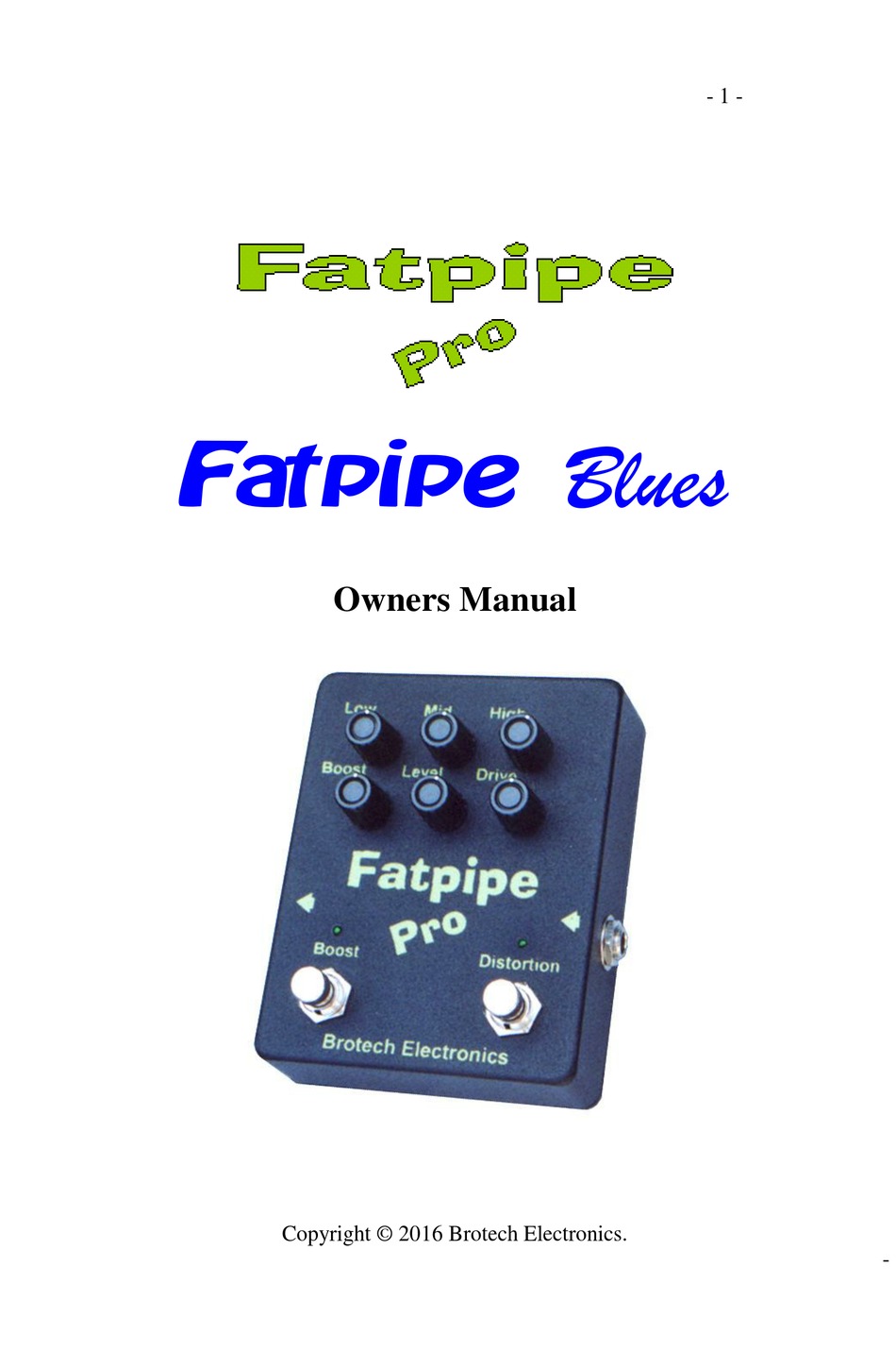 BROTECH FATPIPE PRO OWNER'S MANUAL Pdf Download | ManualsLib