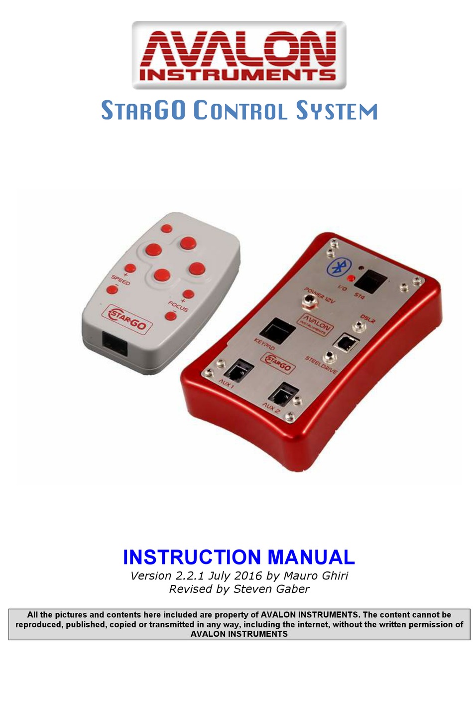 AVALON STARGO INSTRUCTION MANUAL Pdf Download | ManualsLib
