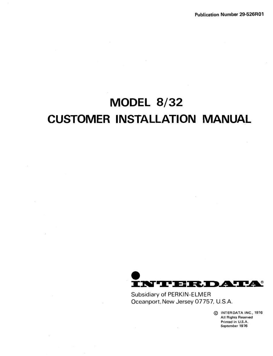 INTERDATA 8/32 INSTALLATION MANUAL Pdf Download | ManualsLib