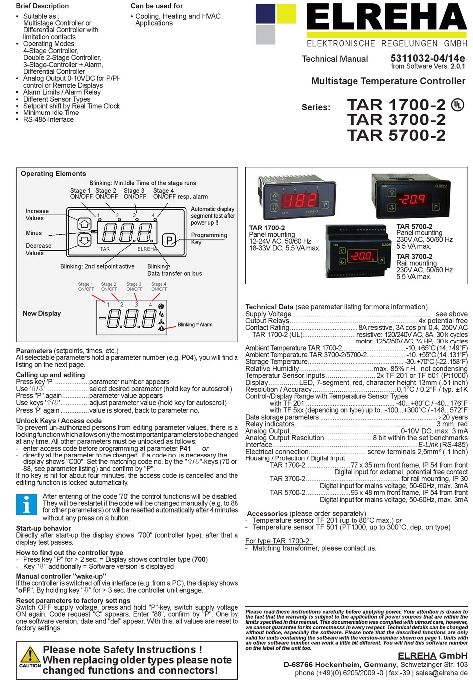 ELREHA TAR 1700-2 TECHNICAL MANUAL Pdf Download | ManualsLib
