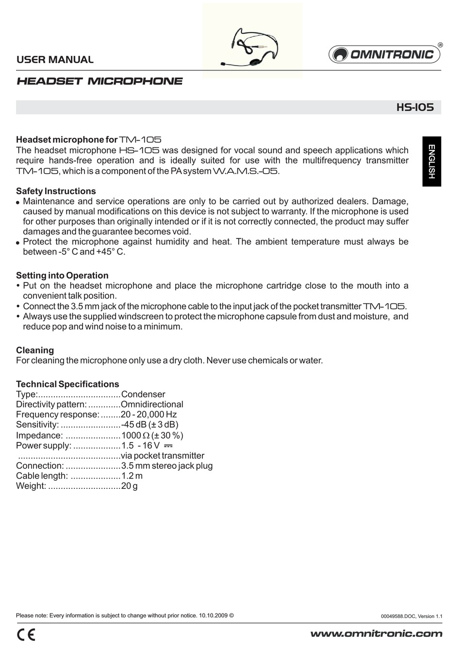 OMNITRONIC HS-105 USER MANUAL Pdf Download | ManualsLib