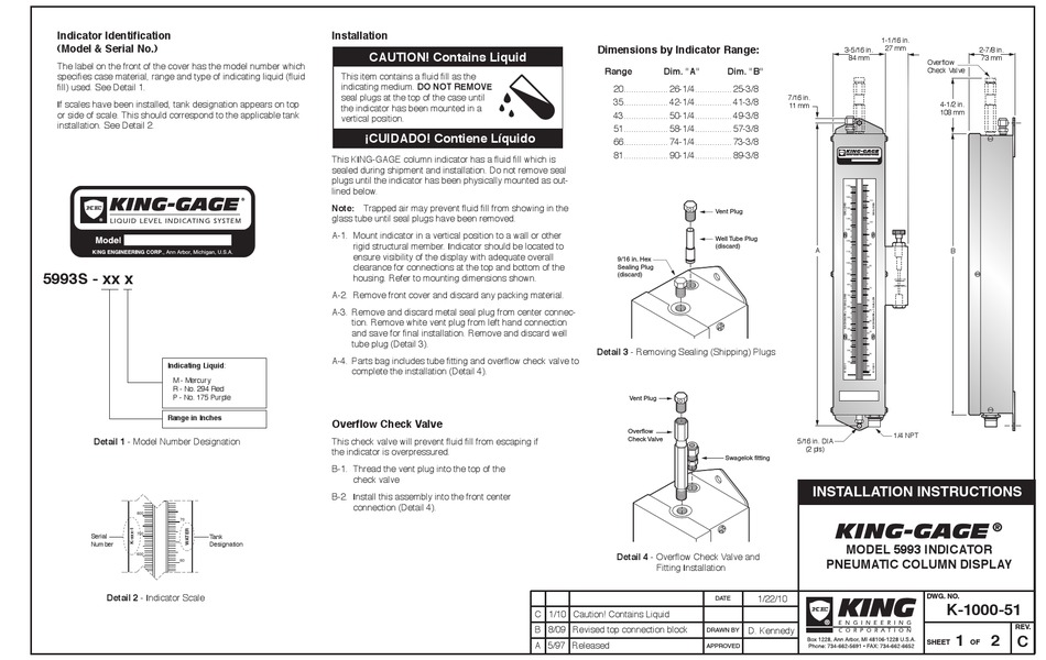 KING 5993 INSTALLATION INSTRUCTIONS Pdf Download | ManualsLib