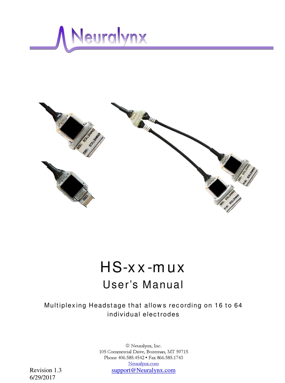 NEURALYNX HS-64-MUX USER MANUAL Pdf Download | ManualsLib