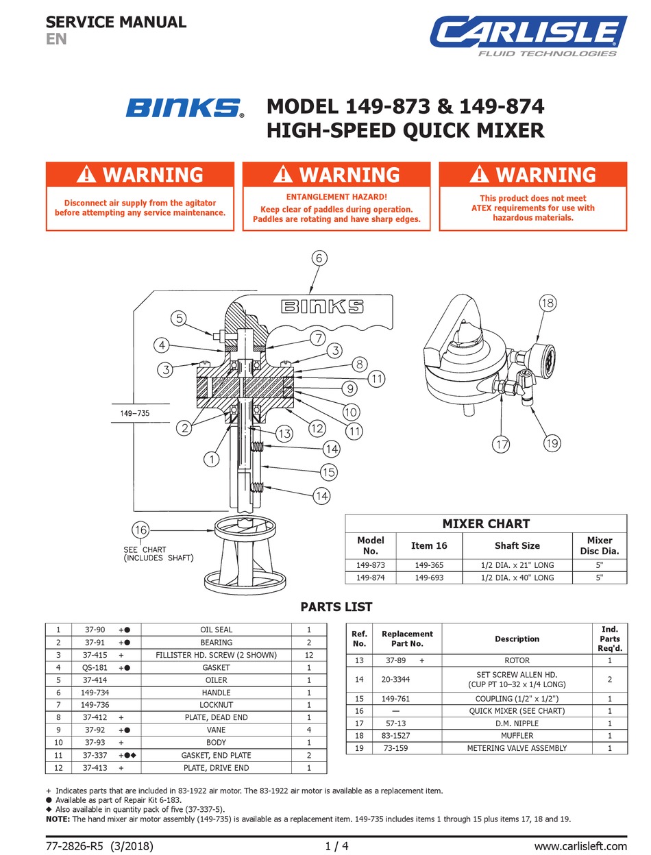 BINKS 149-873 SERVICE MANUAL Pdf Download | ManualsLib