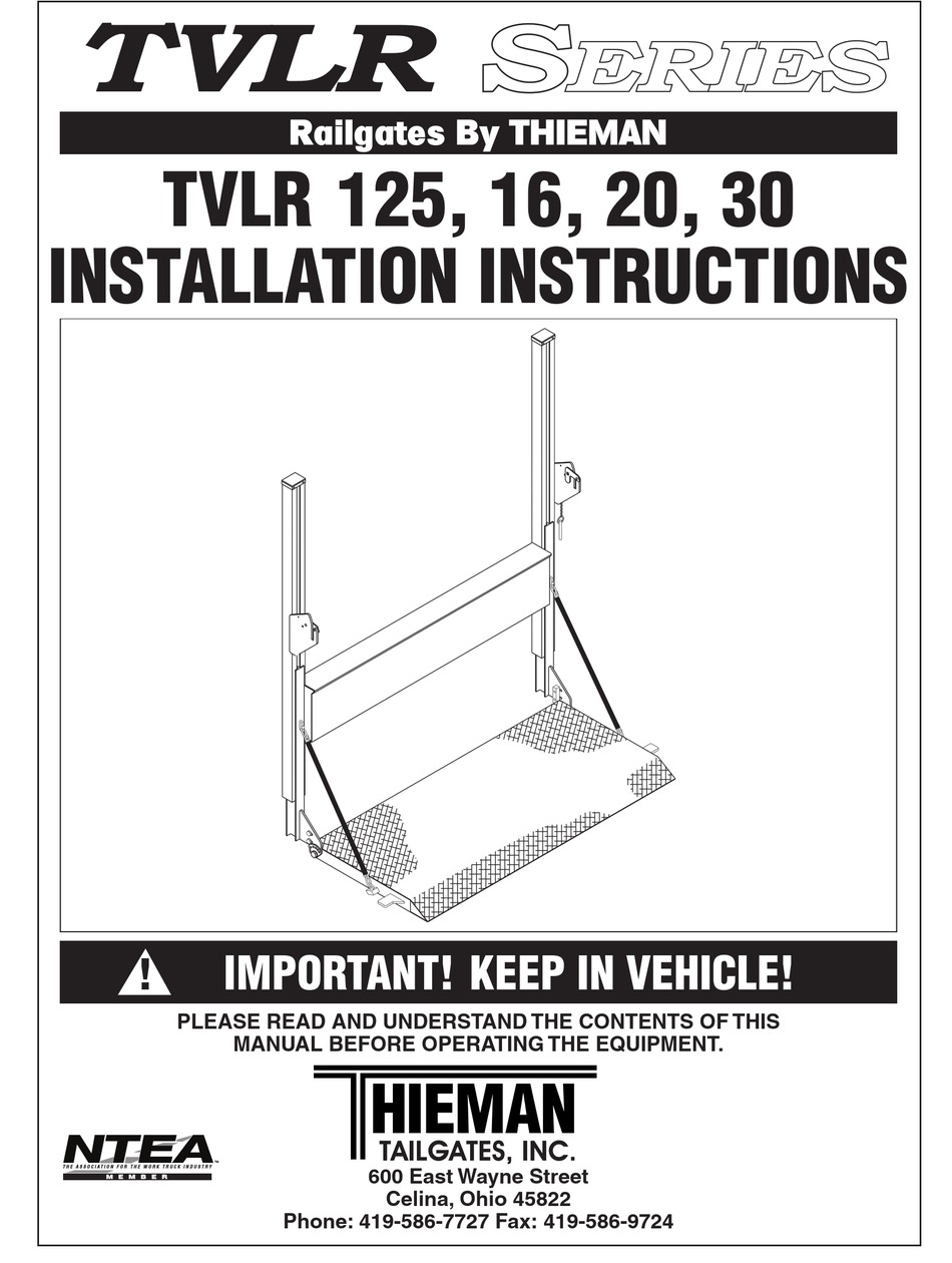 THIEMAN TVLR 125 INSTALLATION INSTRUCTIONS MANUAL Pdf Download | ManualsLib