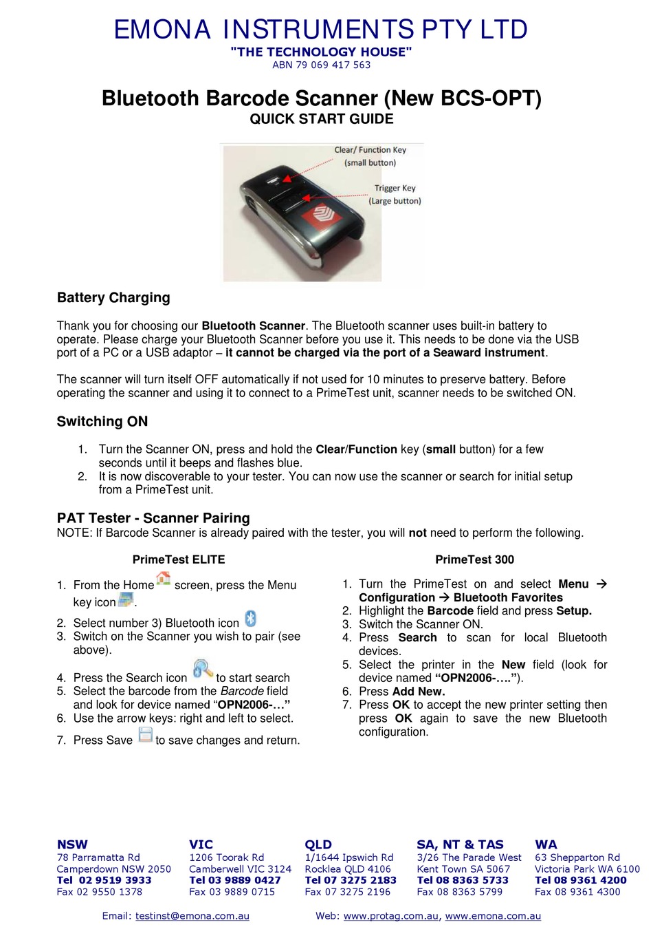 EMONA INSTRUMENTS PTY LTD BCS-OPT QUICK START MANUAL Pdf Download ...