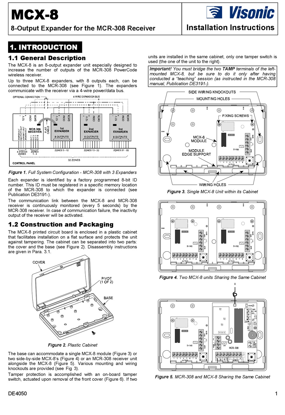 VISONIC MCX-8 EXTENDER INSTALLATION INSTRUCTIONS | ManualsLib