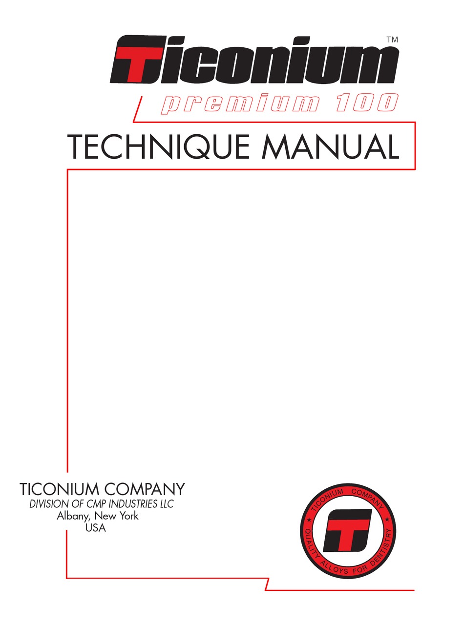TICONIUM PREMIUM 100 TECHNIQUE MANUAL Pdf Download | ManualsLib