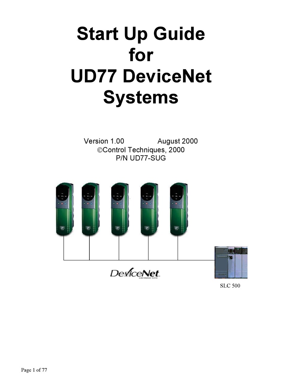 CONTROL TECHNIQUES UD77 DEVICENET STARTUP MANUAL Pdf Download | ManualsLib