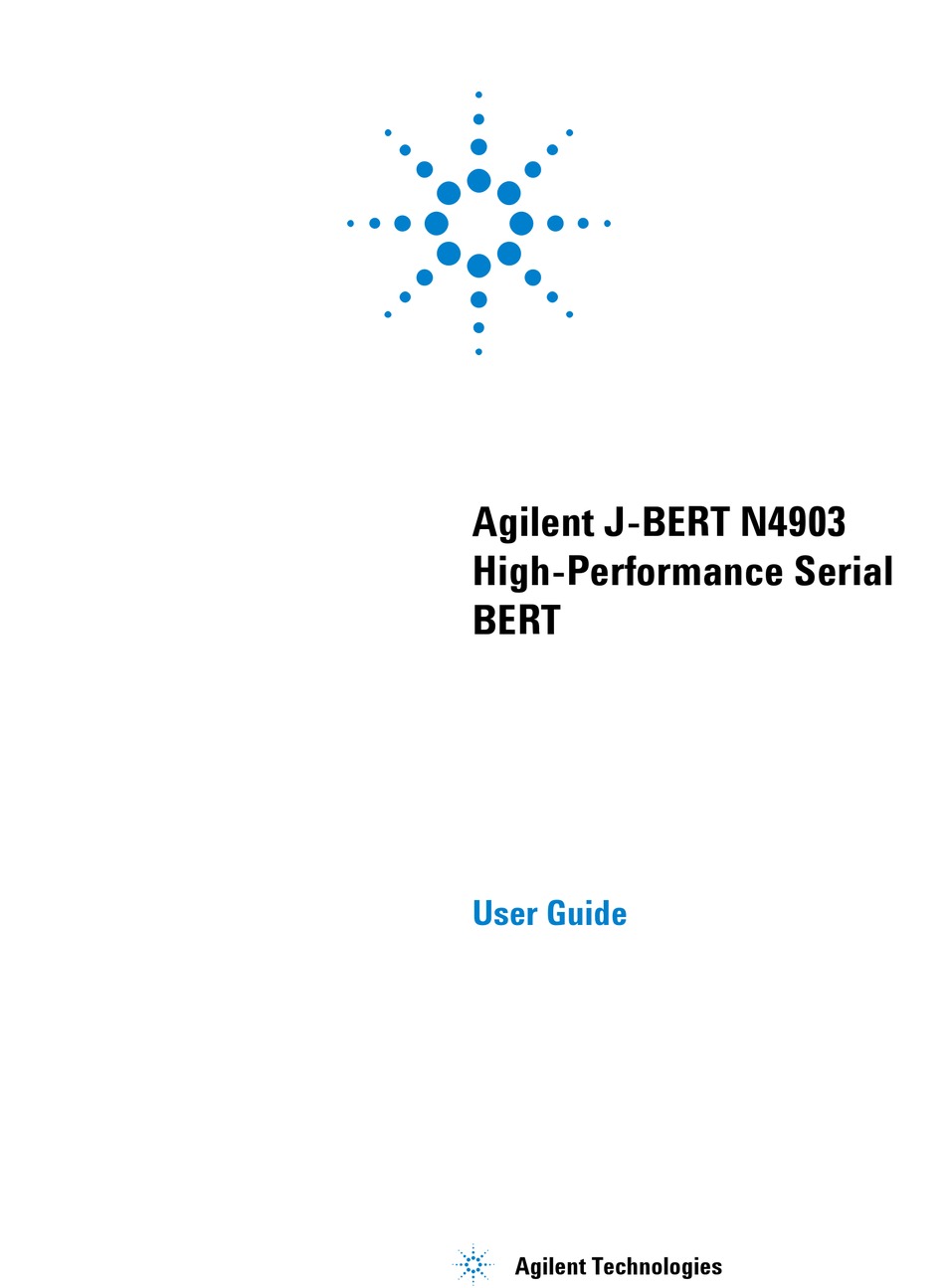 AGILENT TECHNOLOGIES J-BERT N4903 USER MANUAL Pdf Download | ManualsLib