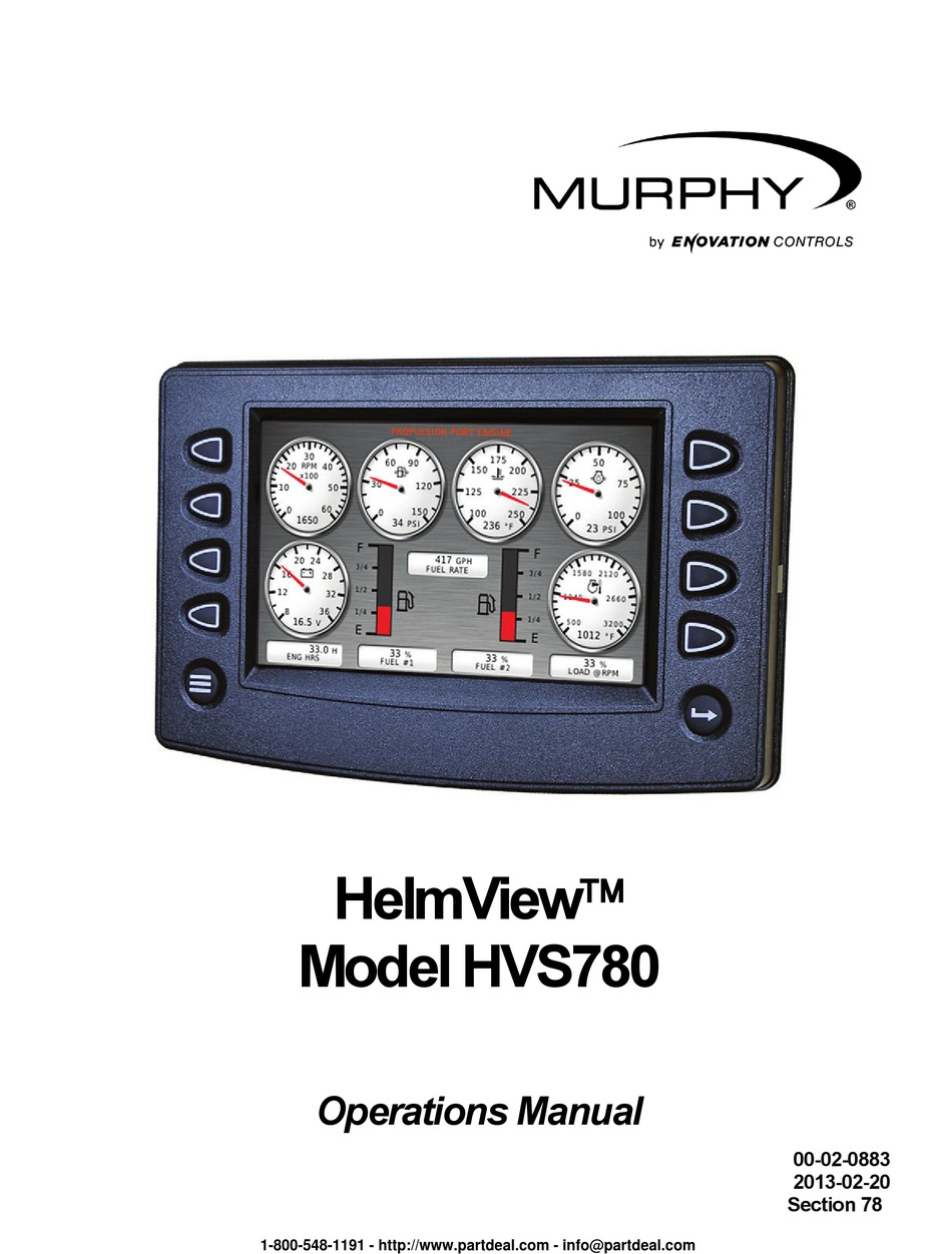 ENOVATION CONTROLS MURPHY HELMVIEW HVS780 OPERATION MANUAL Pdf Download ...