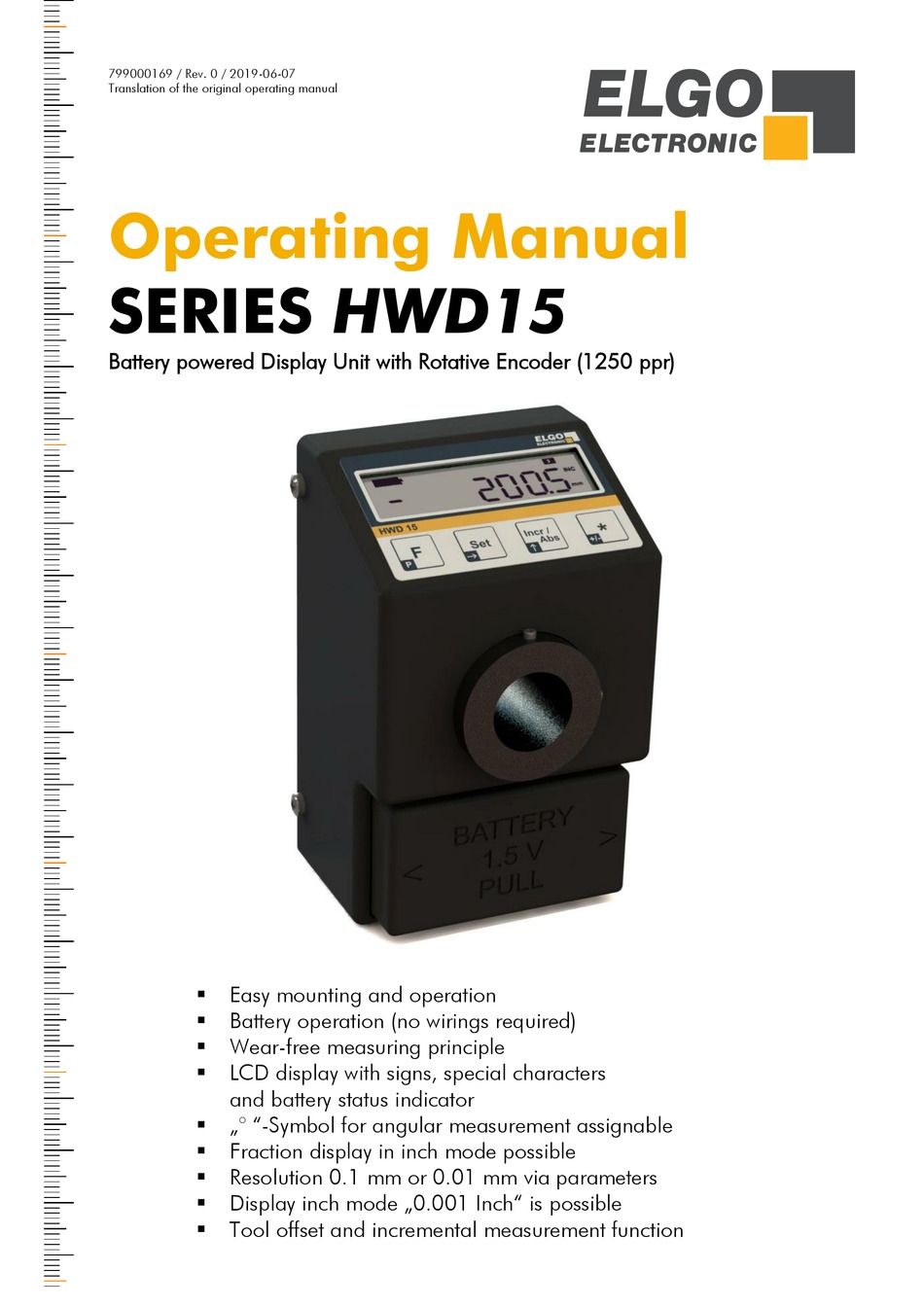 ELGO ELECTRONIC HWD15 SERIES OPERATING MANUAL Pdf Download | ManualsLib