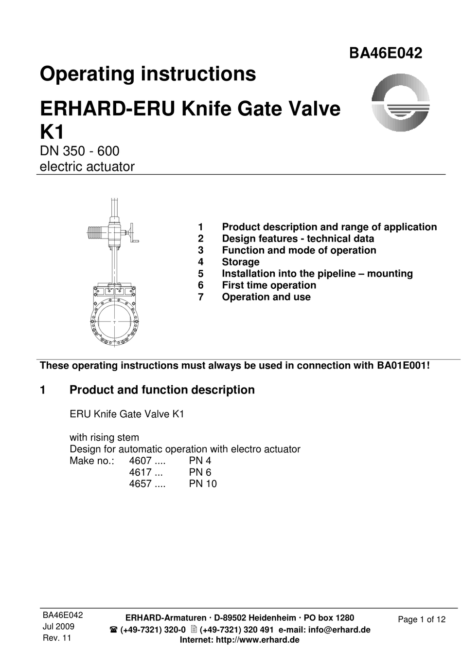 ERHARD ERU K1 OPERATING INSTRUCTIONS MANUAL Pdf Download | ManualsLib