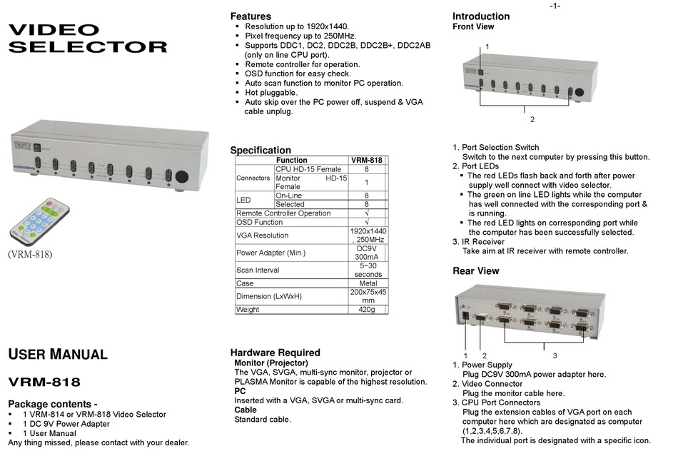 DIGITUS VRM-818 USER MANUAL Pdf Download | ManualsLib
