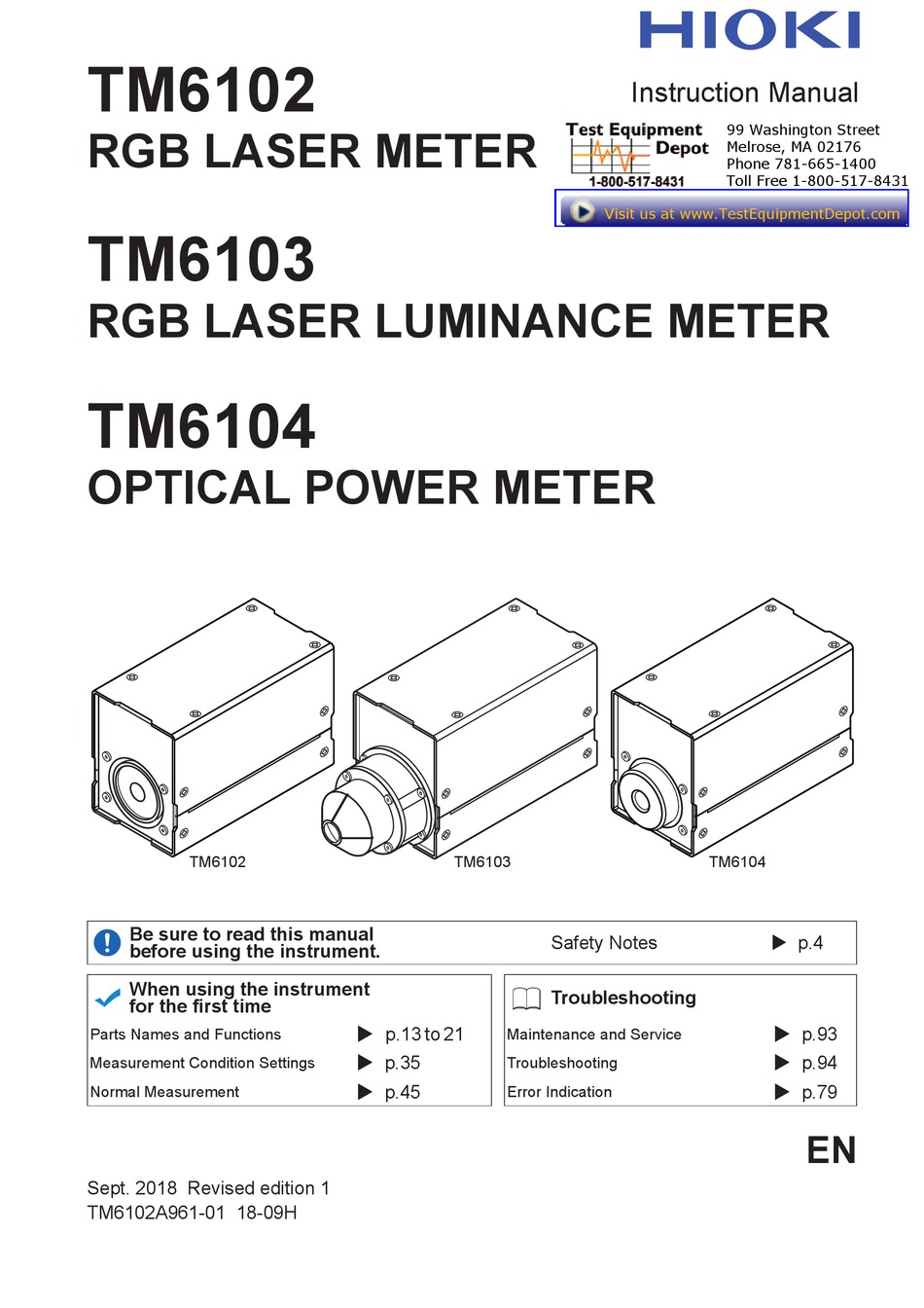 HIOKI TM6102 INSTRUCTION MANUAL Pdf Download | ManualsLib