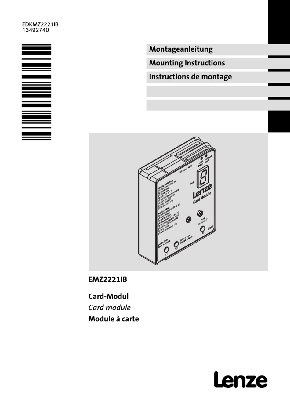 LENZE EMZ2221IB MOUNTING INSTRUCTIONS Pdf Download | ManualsLib