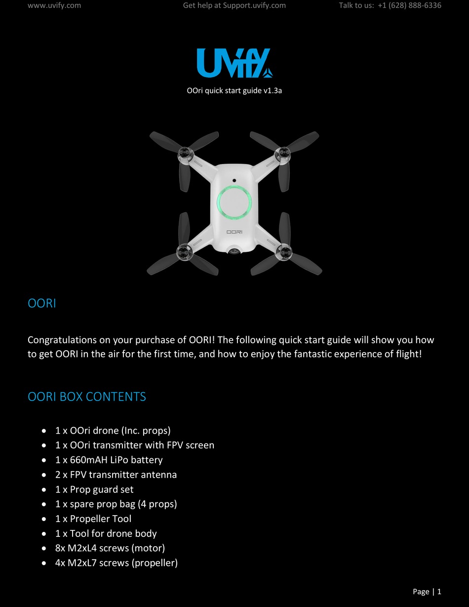 UVIFY OORI QUICK START MANUAL Pdf Download | ManualsLib