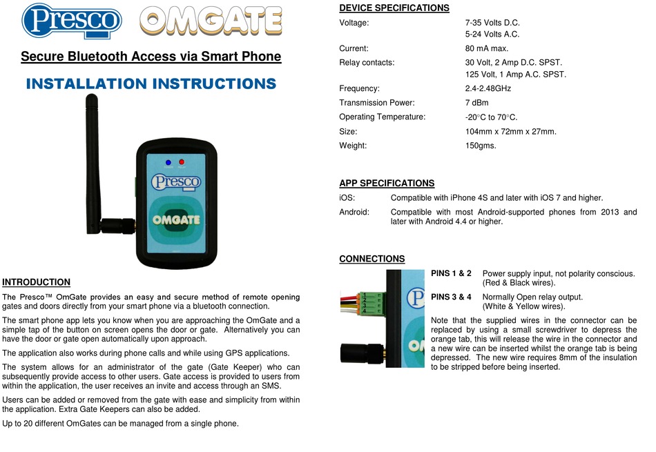 PRESCO OMGATE INSTALLATION INSTRUCTIONS Pdf Download | ManualsLib