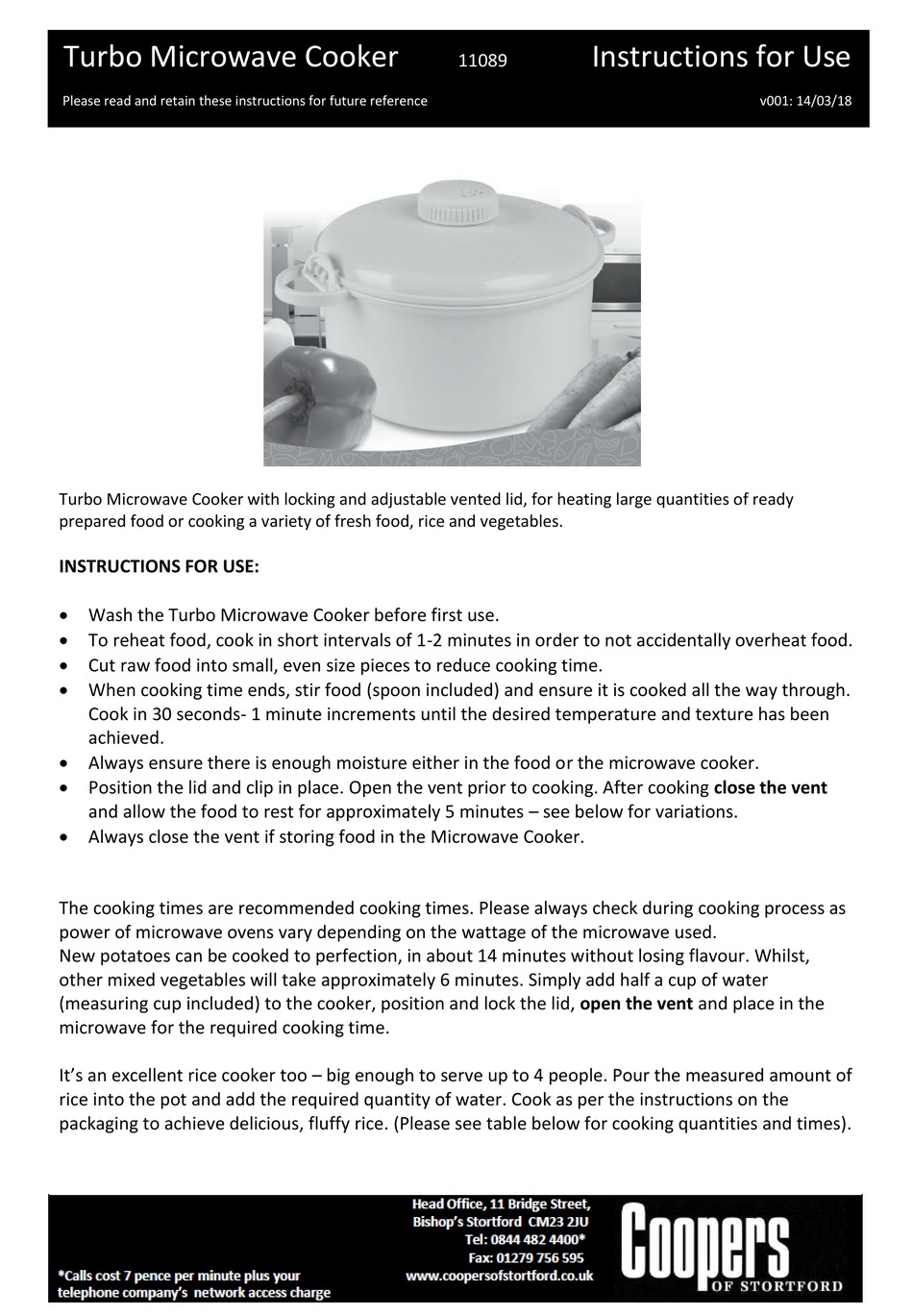 COOPERS 11089 INSTRUCTIONS FOR USE Pdf Download | ManualsLib