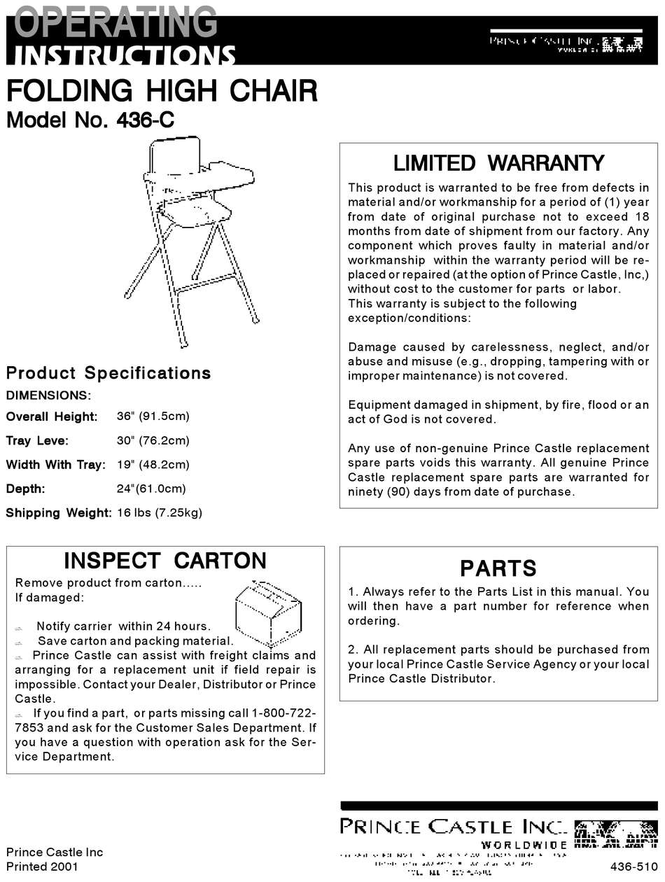 PRINCE CASTLE 436-C OPERATING INSTRUCTIONS Pdf Download | ManualsLib