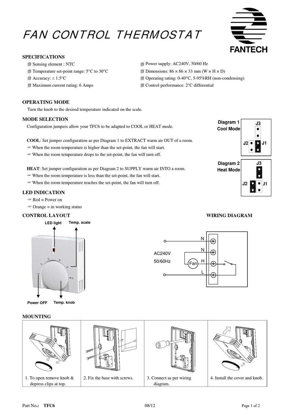 FANTECH TFC6 MANUAL Pdf Download | ManualsLib