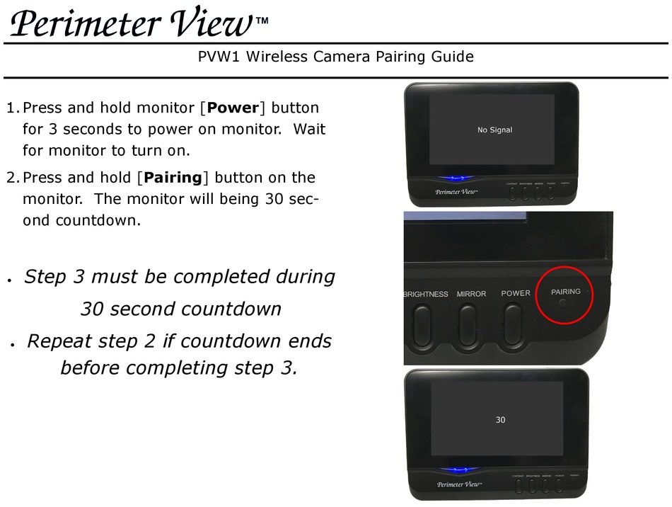 PERIMETER VIEW PVW1 PAIRING MANUAL Pdf Download | ManualsLib