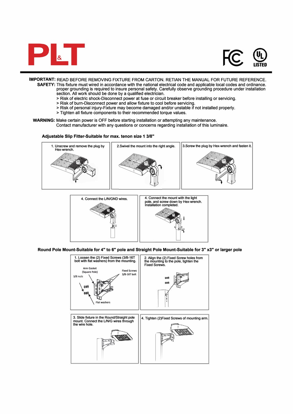 PL&T PLT-11559 INSTALLATION INSTRUCTIONS Pdf Download | ManualsLib