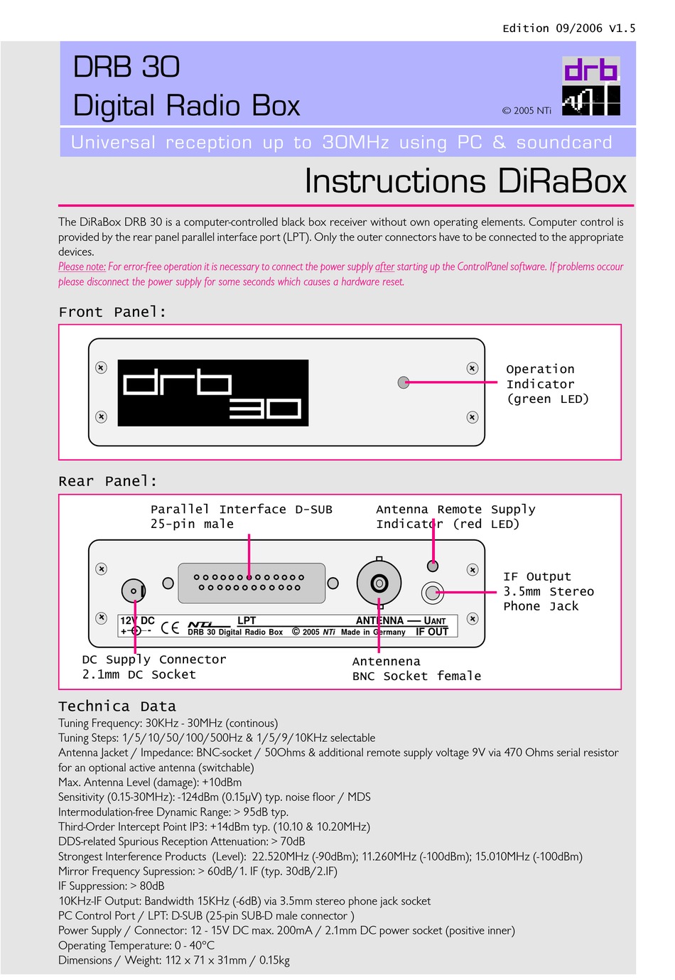 NTI DIRABOX DRB 30 INSTRUCTIONS Pdf Download | ManualsLib